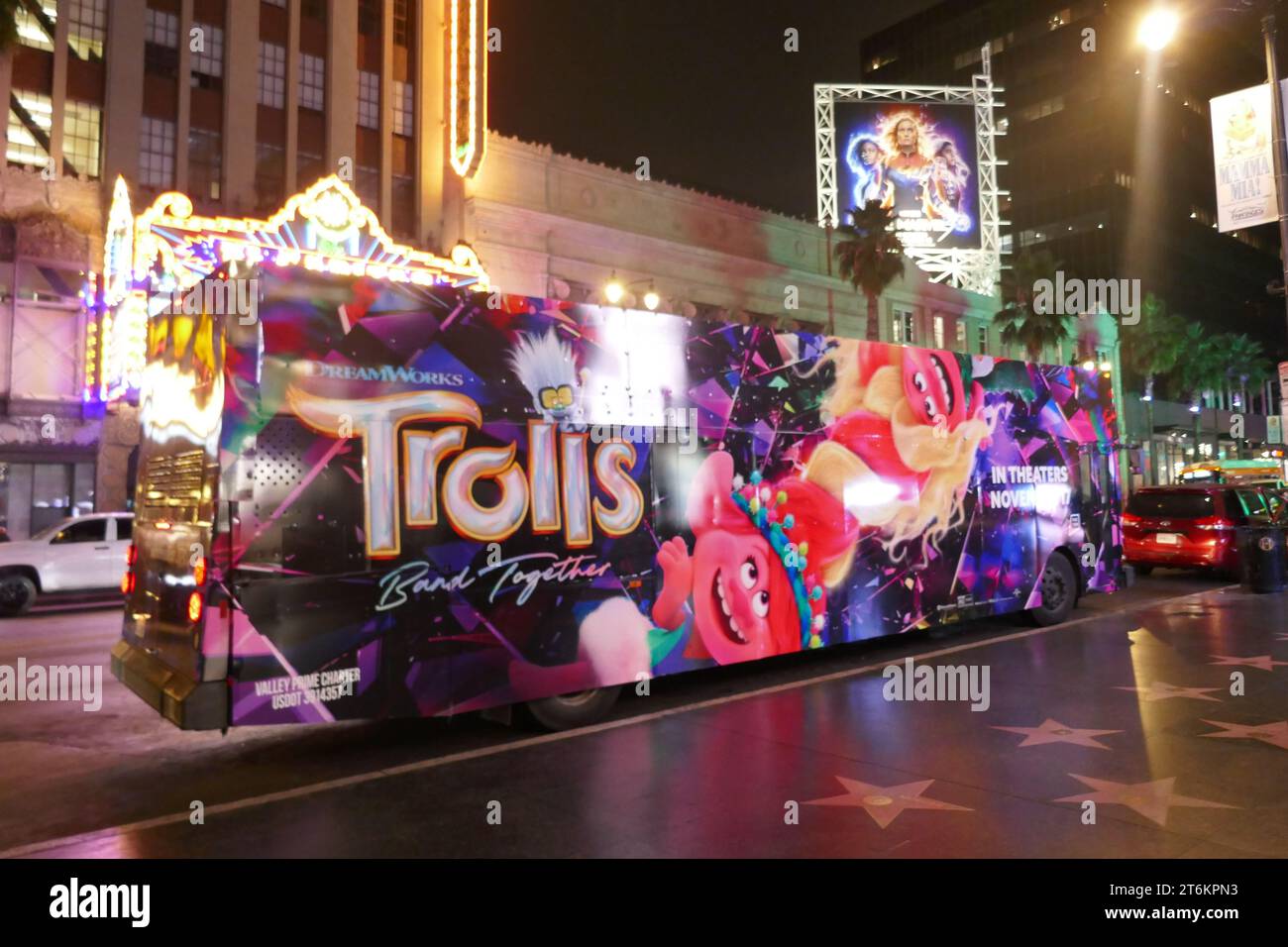 Los Angeles, California, USA 6th November 2023 Trolls Band Together Bus ...