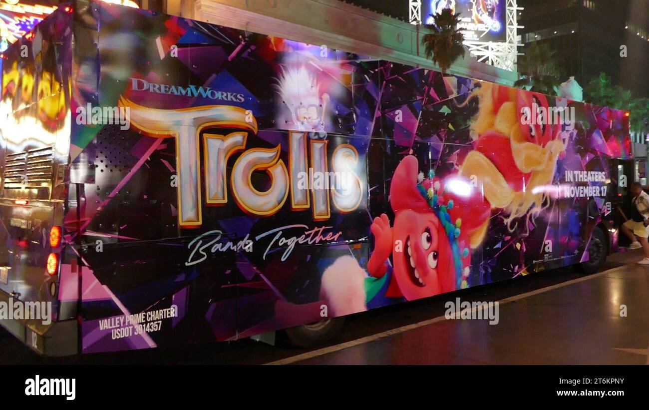 Los Angeles, California, USA 6th November 2023 Trolls Band Together Bus ...