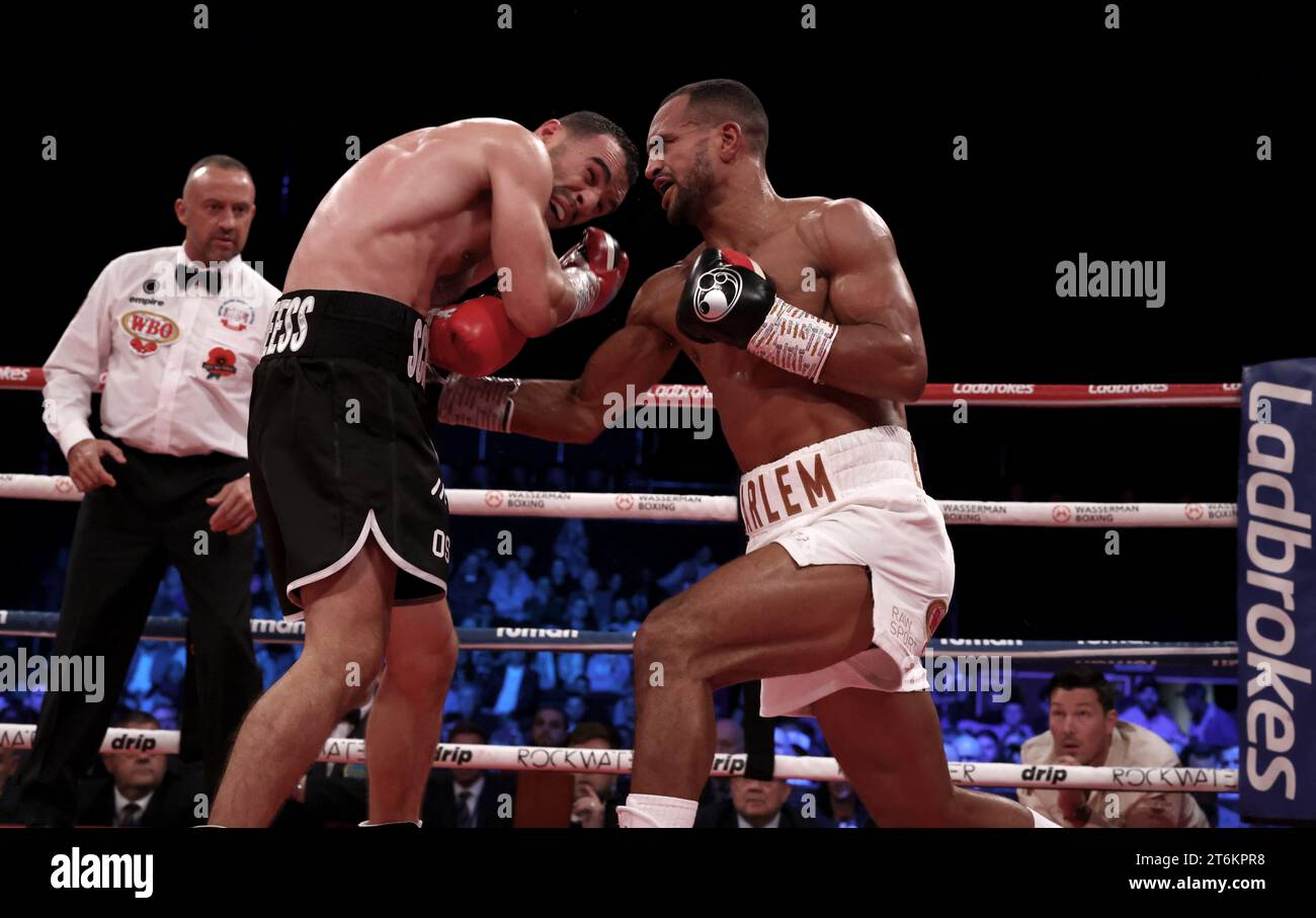 Brighton, UK 10th November, 2023 : Harlem Eubank punches Timo ...