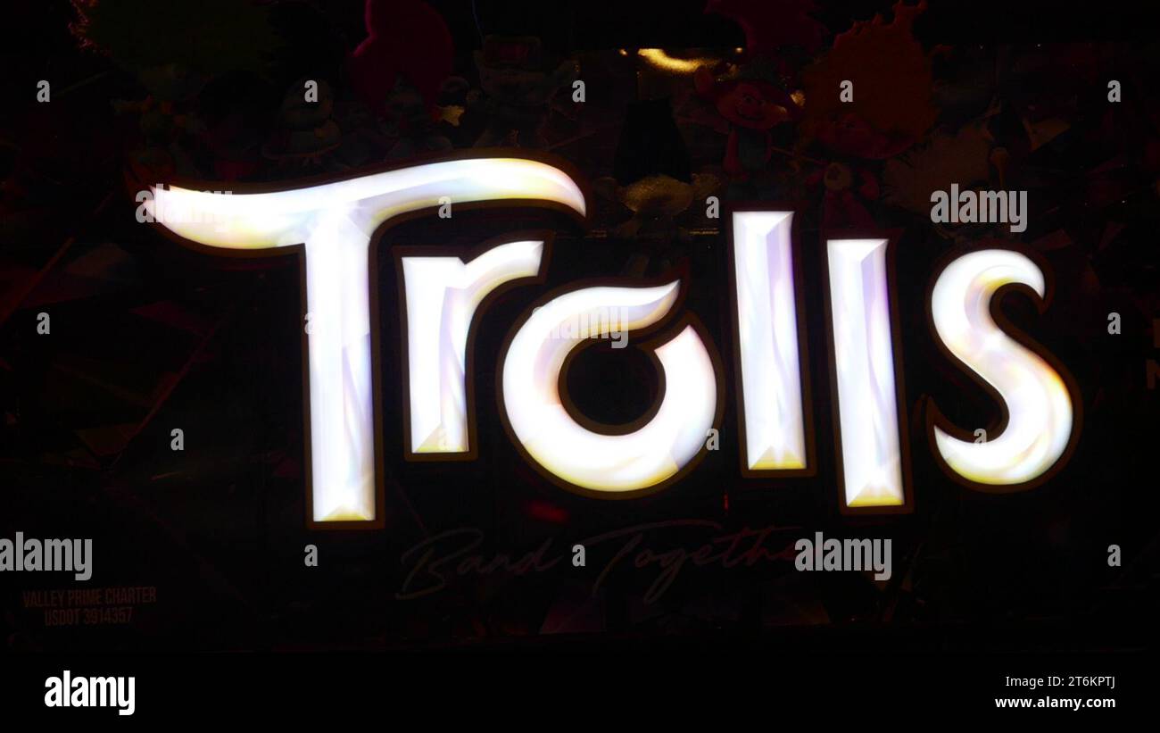 Los Angeles, California, USA 6th November 2023 Trolls Band Together Bus ...