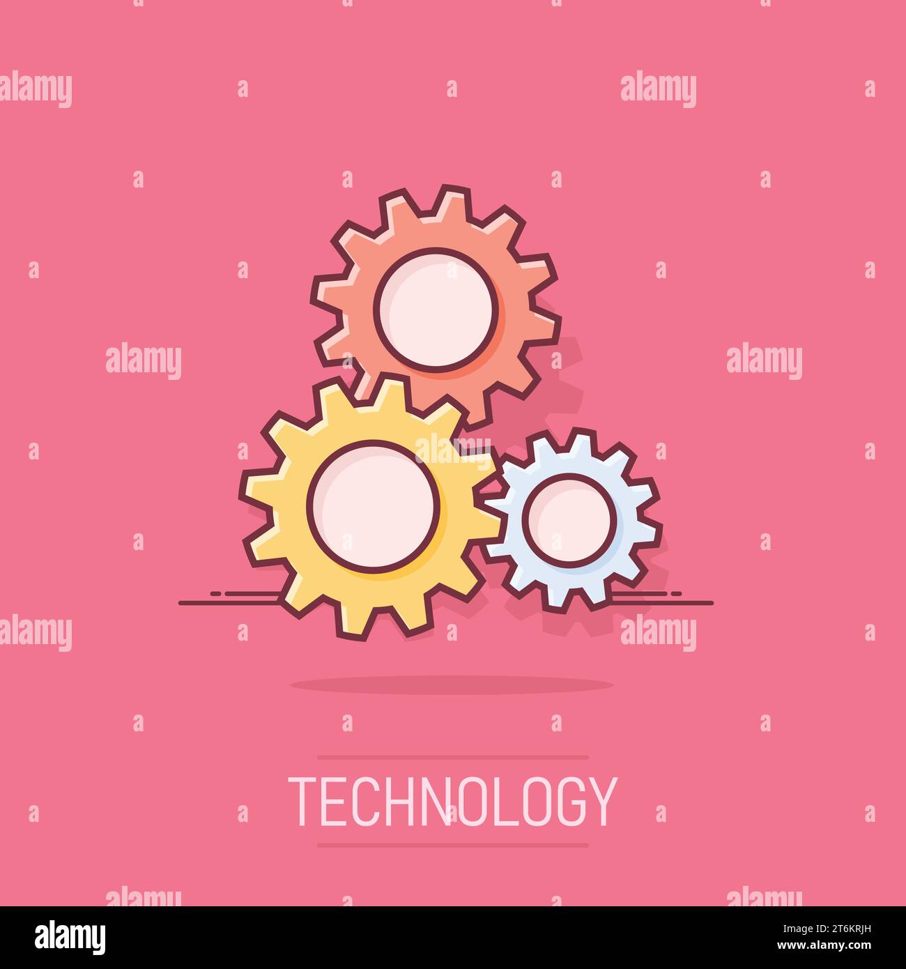 Cartoon gear icon in comic style. Gearwheel illustration pictogram ...