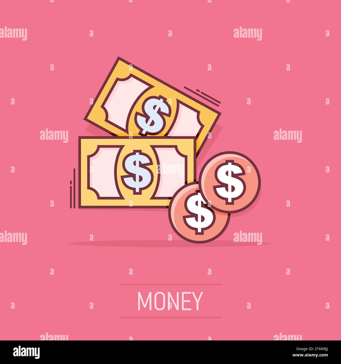 Cartoon money icon in comic style. Dollar money sign illustration ...