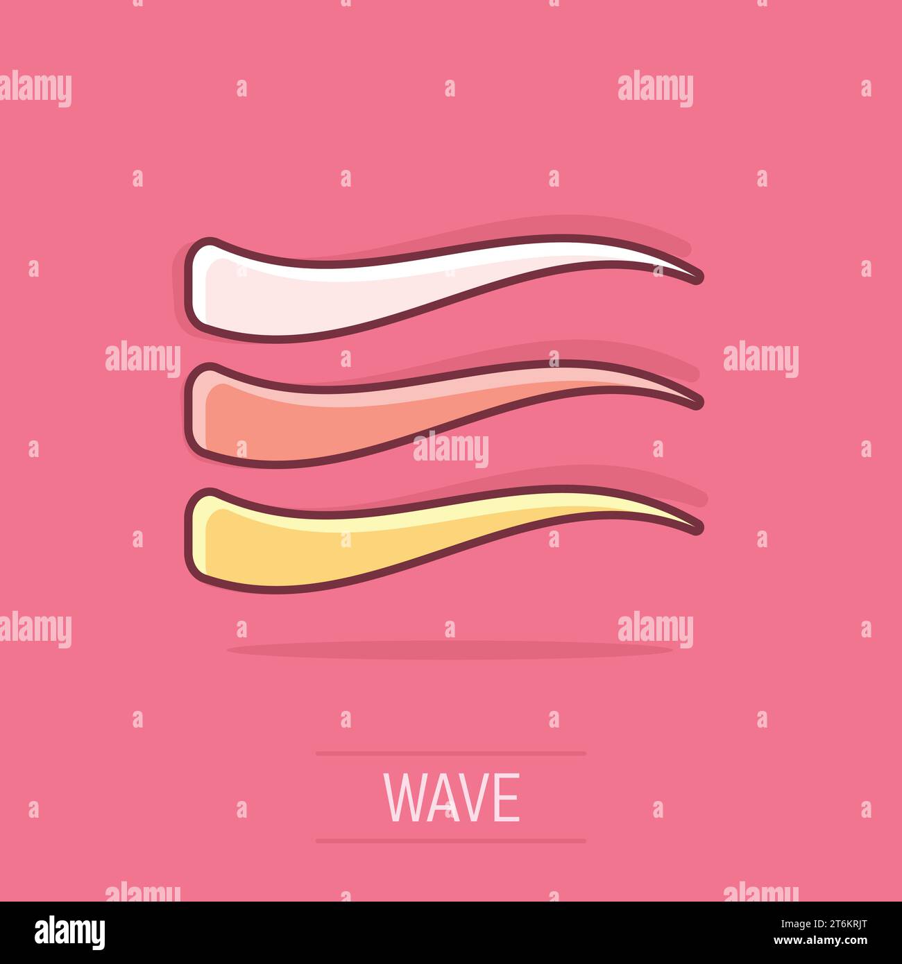 Cartoon wave icon in comic style. Flow sign illustration pictogram ...