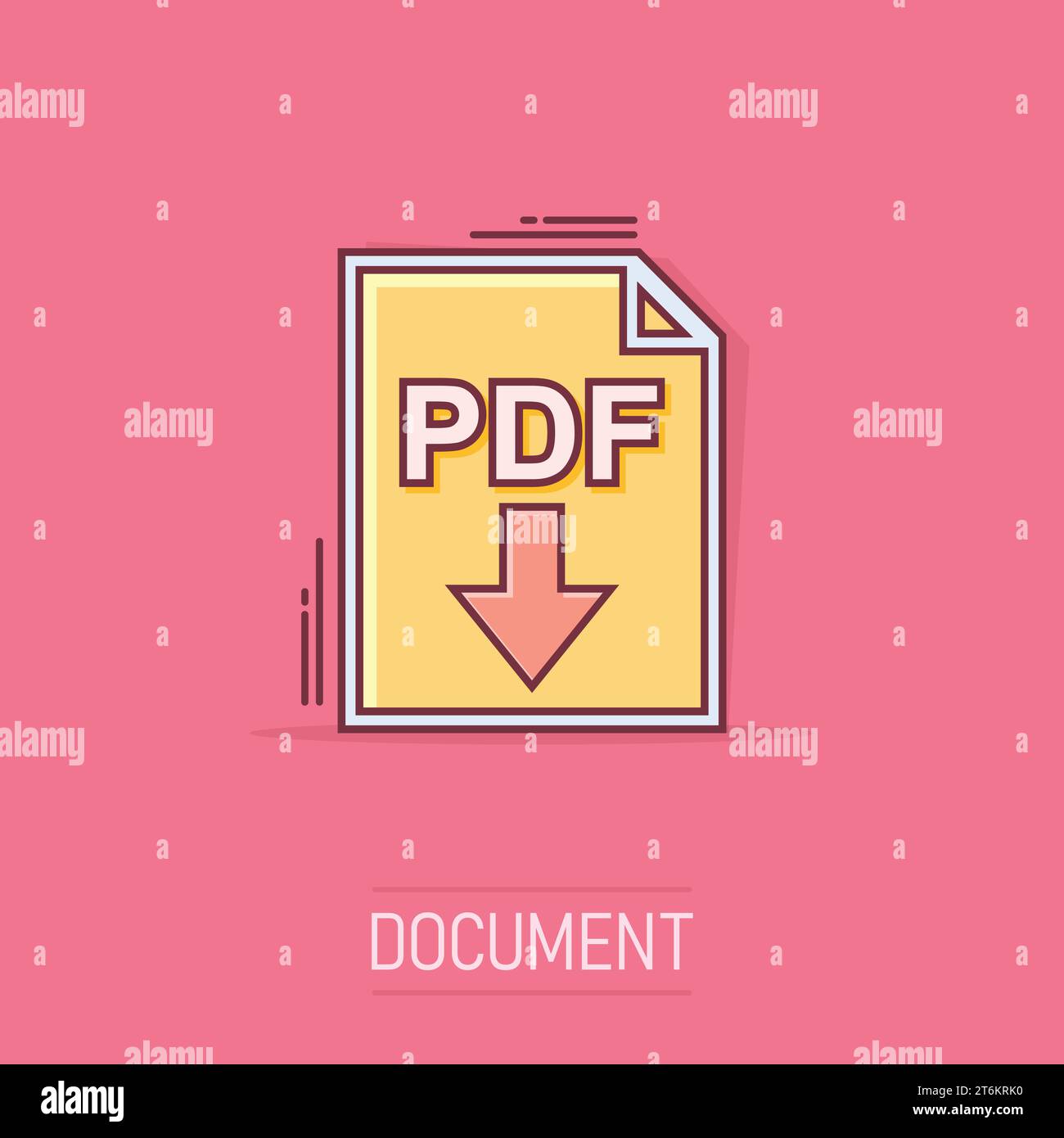 Cartoon PDF icon in comic style. Document illustration pictogram. File ...