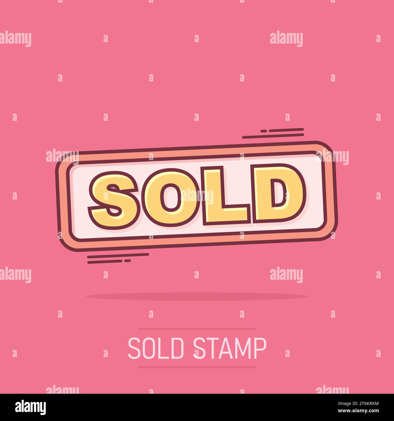 Cartoon sold stamp icon in comic style. Sell banner illustration ...