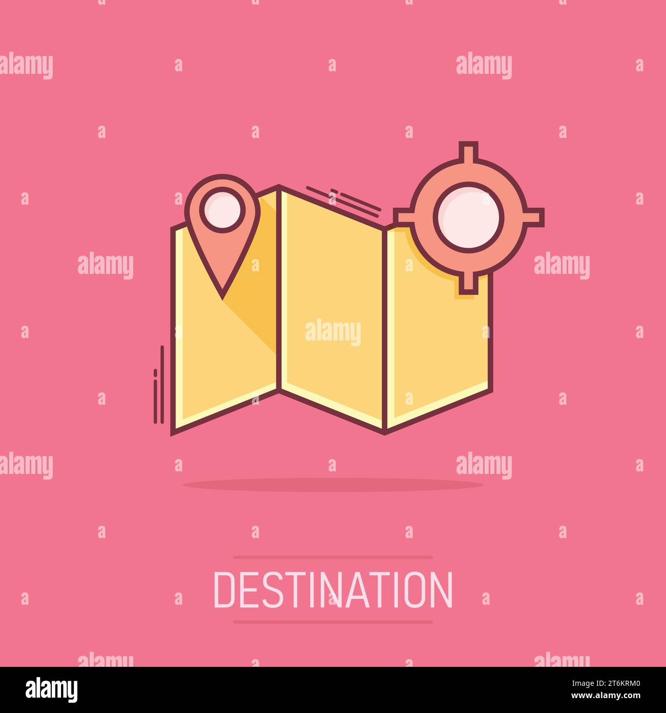 Cartoon map pin icon in comic style. Location gps illustration ...