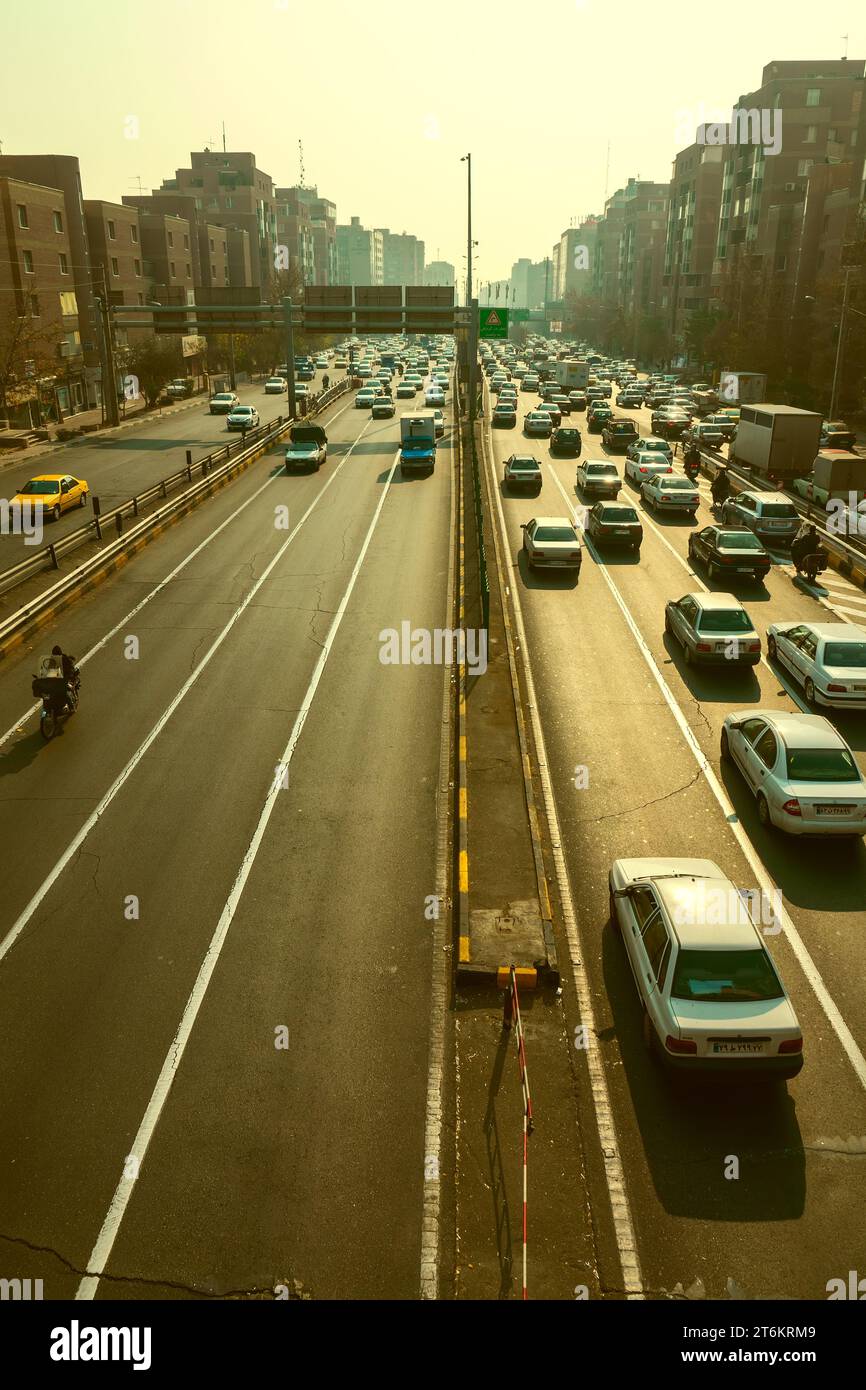 Tehran, Iran - December 19, 2022: wide street with heavy traffic Stock ...