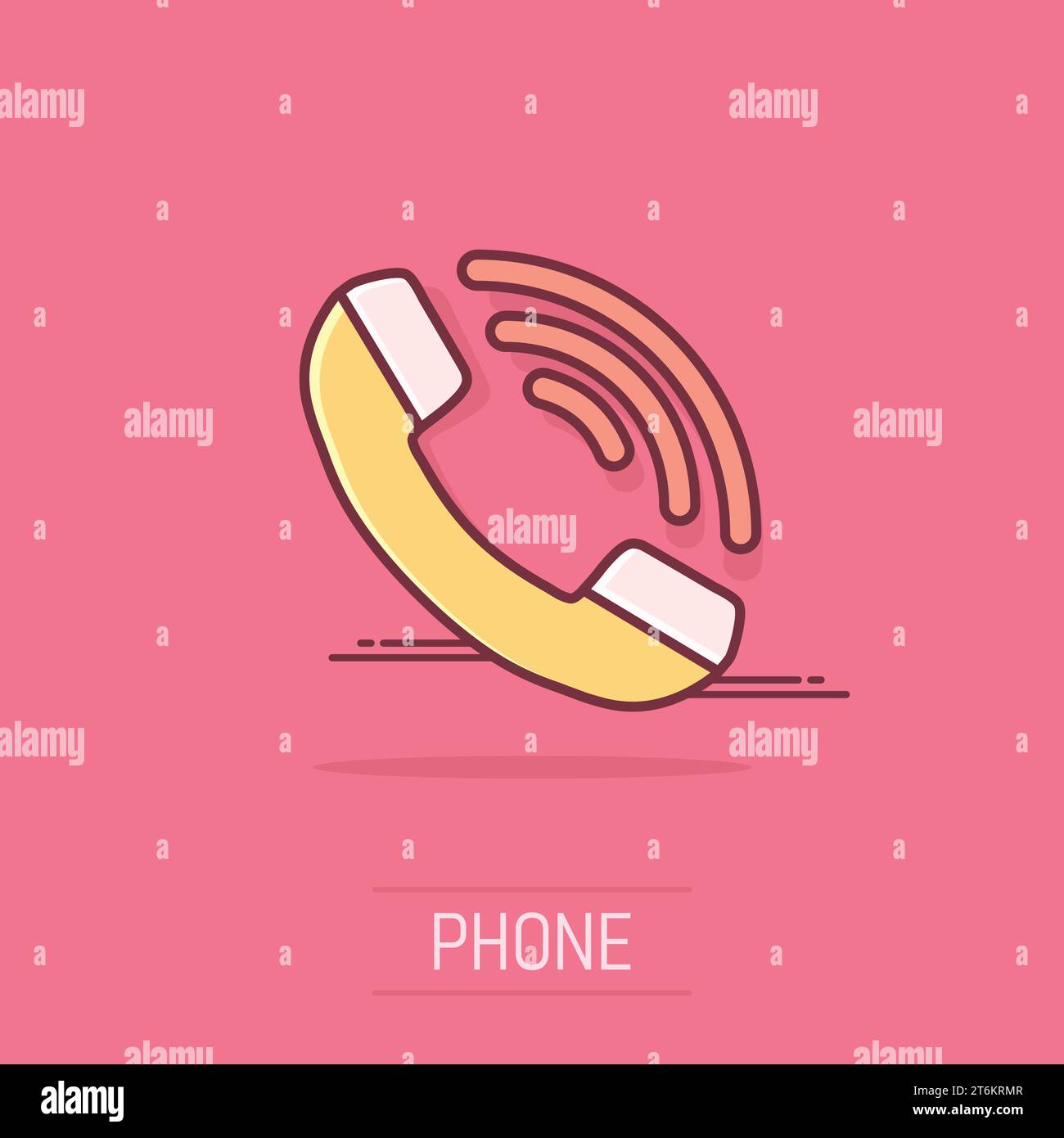 Cartoon phone icon in comic style. Call illustration pictogram. Contact ...