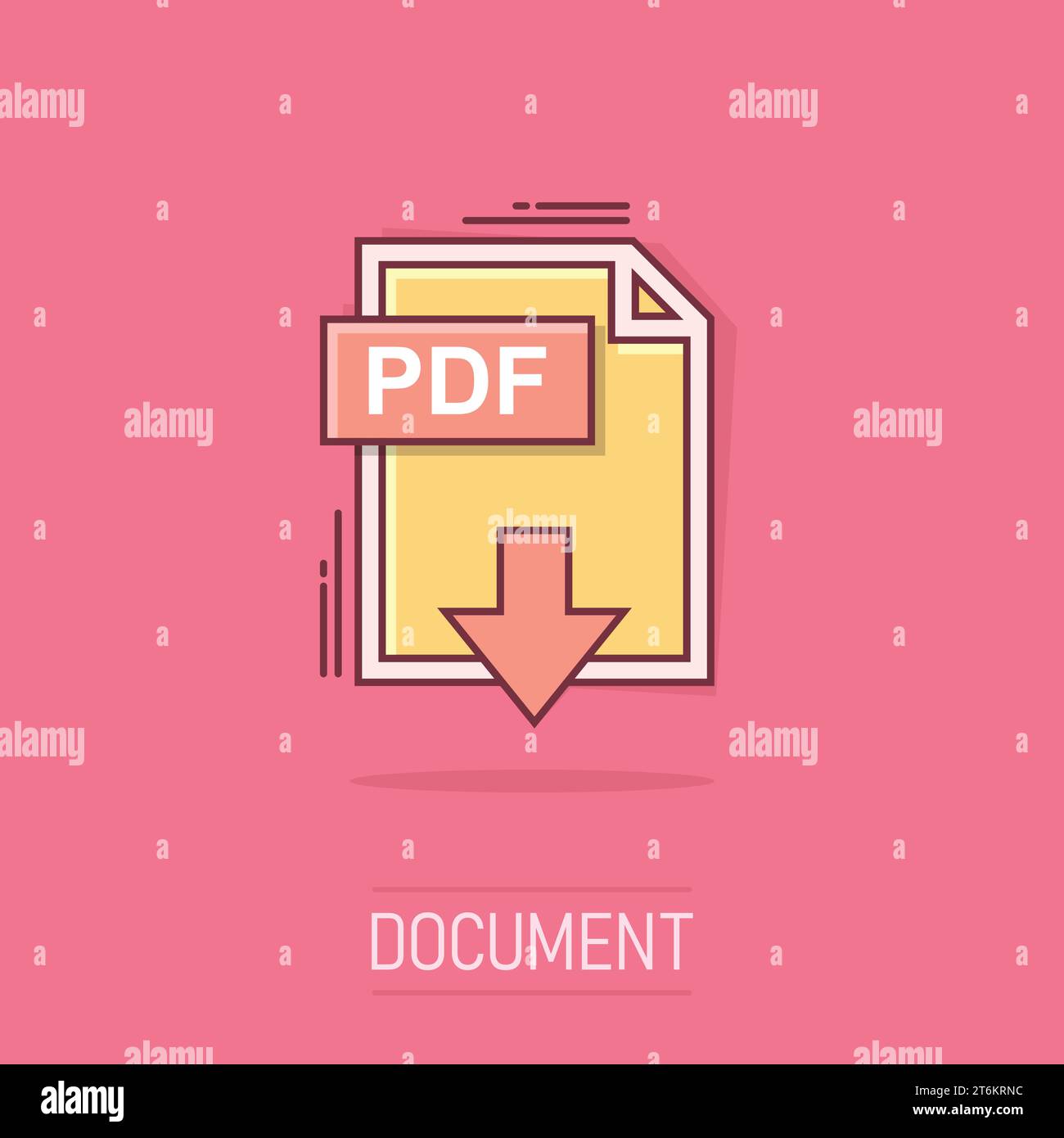Cartoon PDF icon in comic style. Document illustration pictogram. File ...