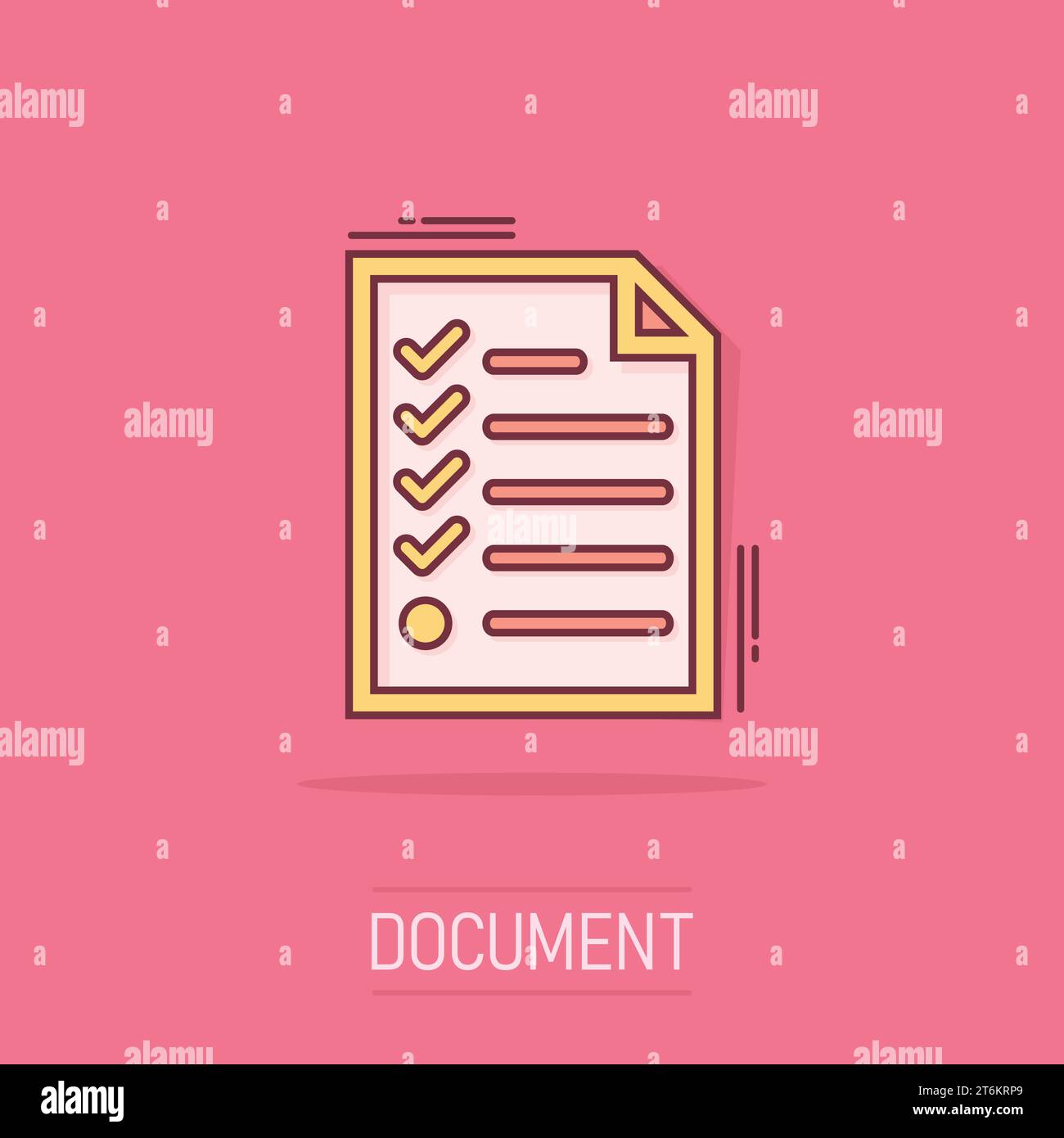 Cartoon checklist icon in comic style. Document check illustration ...