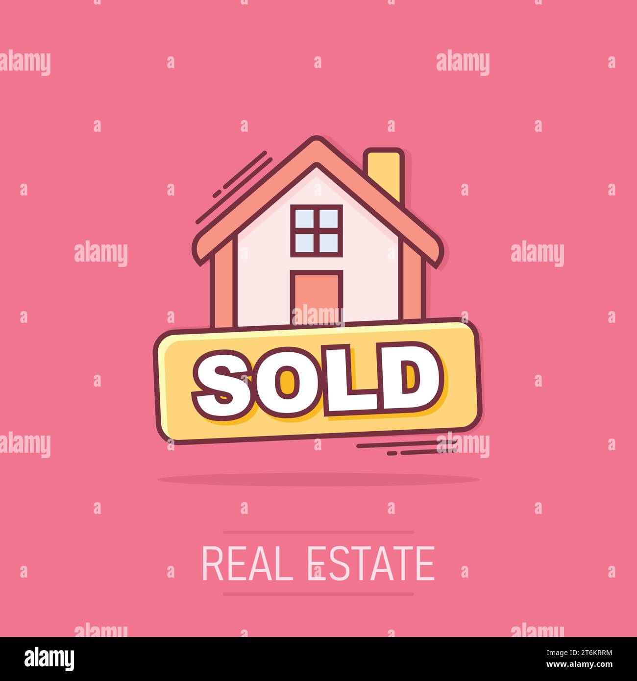 Cartoon sold house icon in comic style. Home illustration pictogram ...