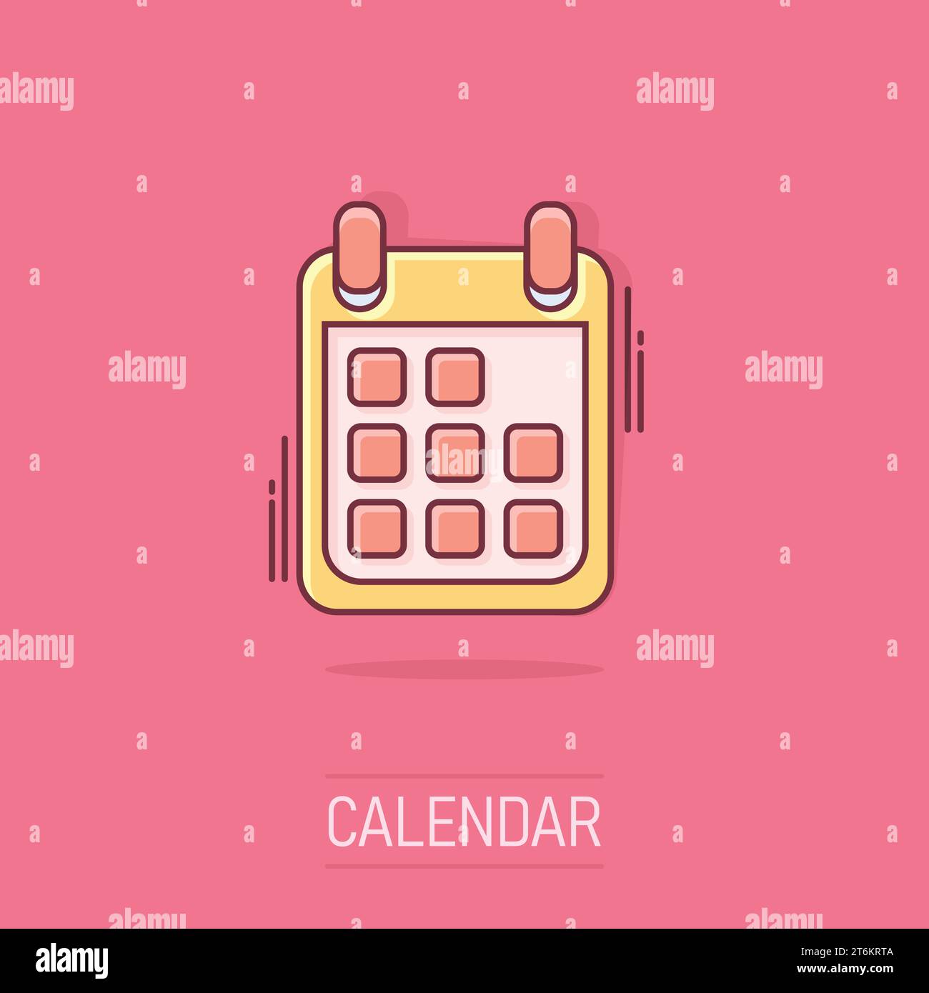 Vector cartoon calendar icon in comic style. Calendar sign illustration ...