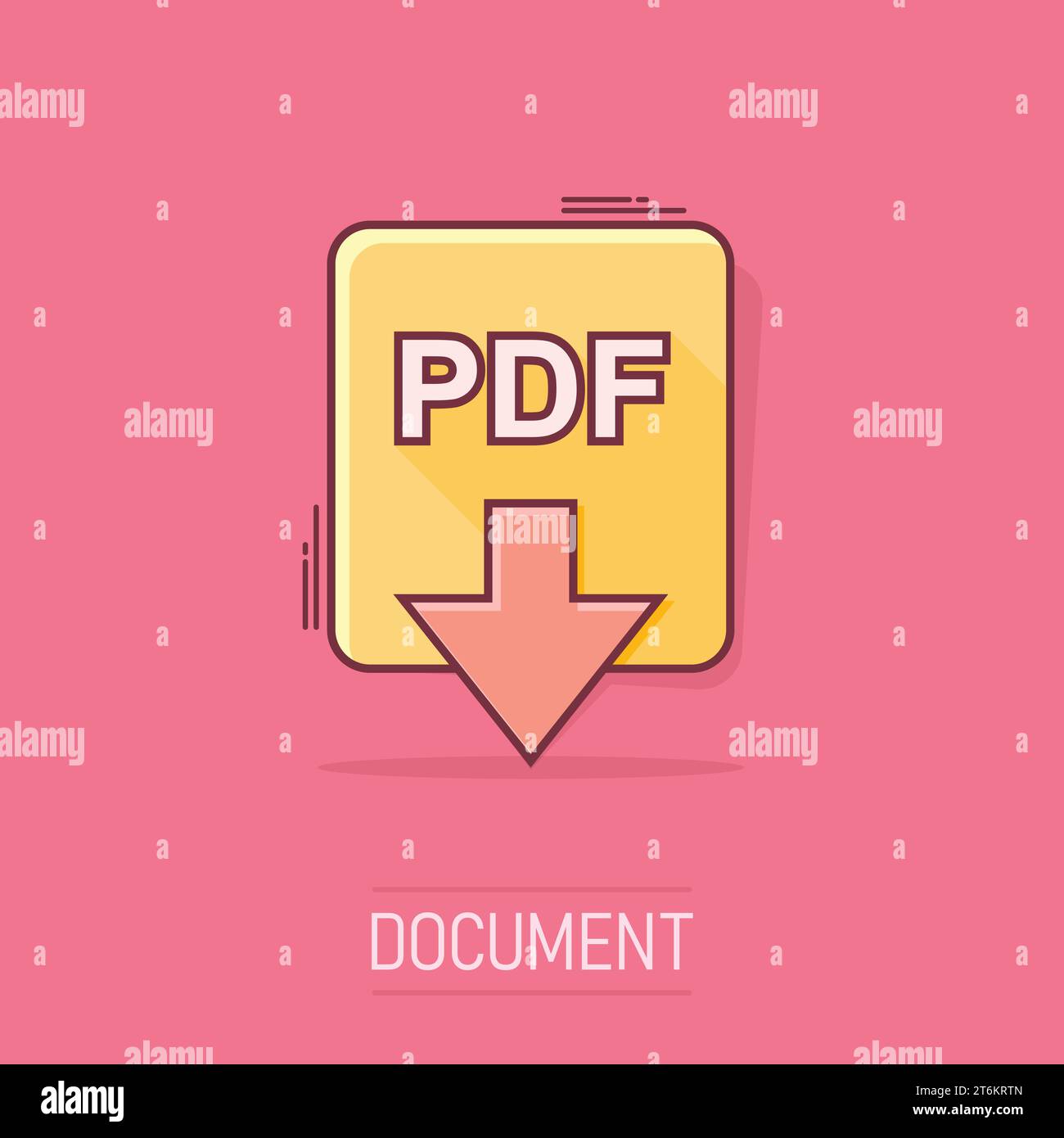 Cartoon PDF file icon in comic style. PDF download sign illustration ...