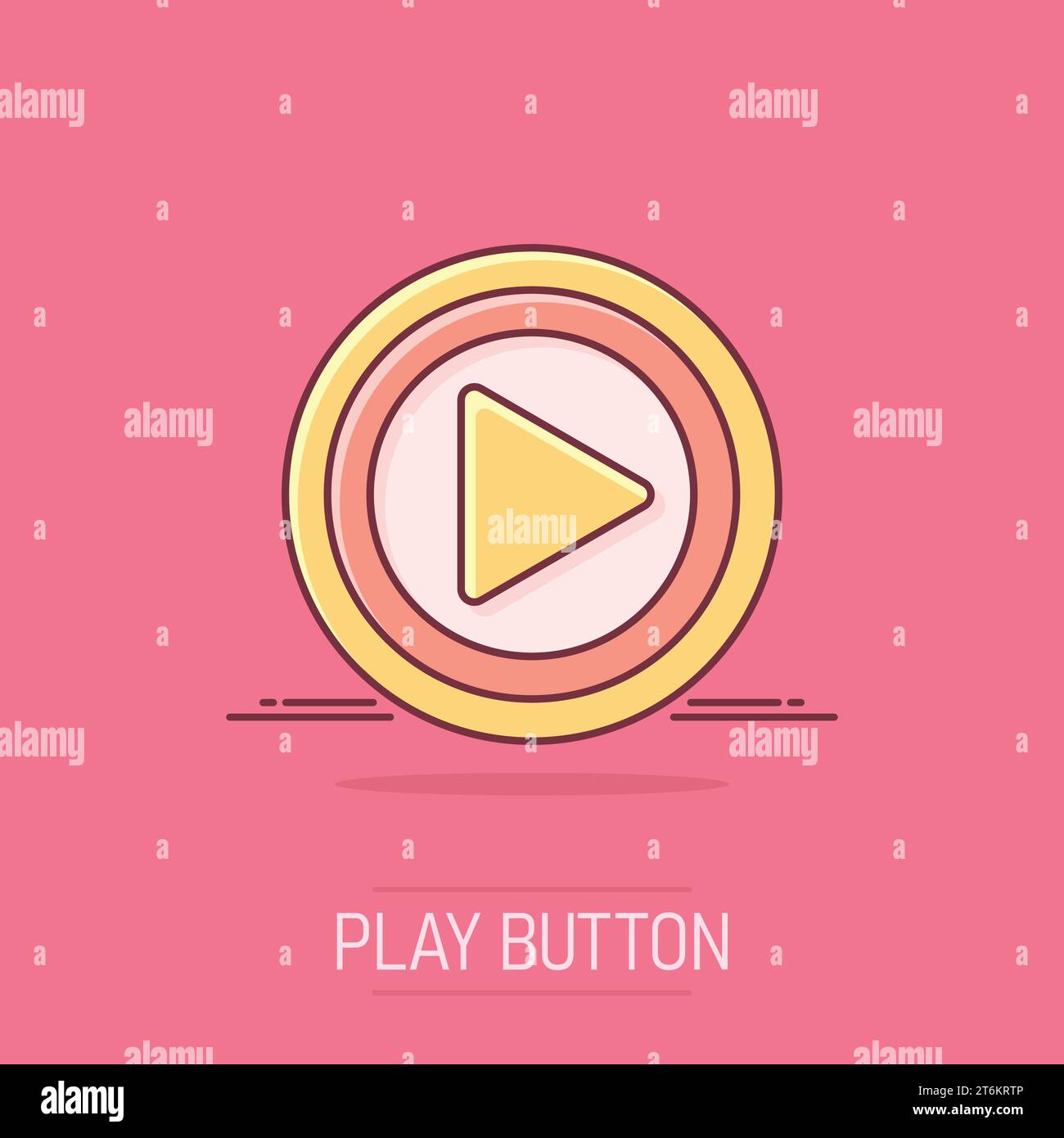 Cartoon play button icon in comic Start illustration pictogram. Click ...