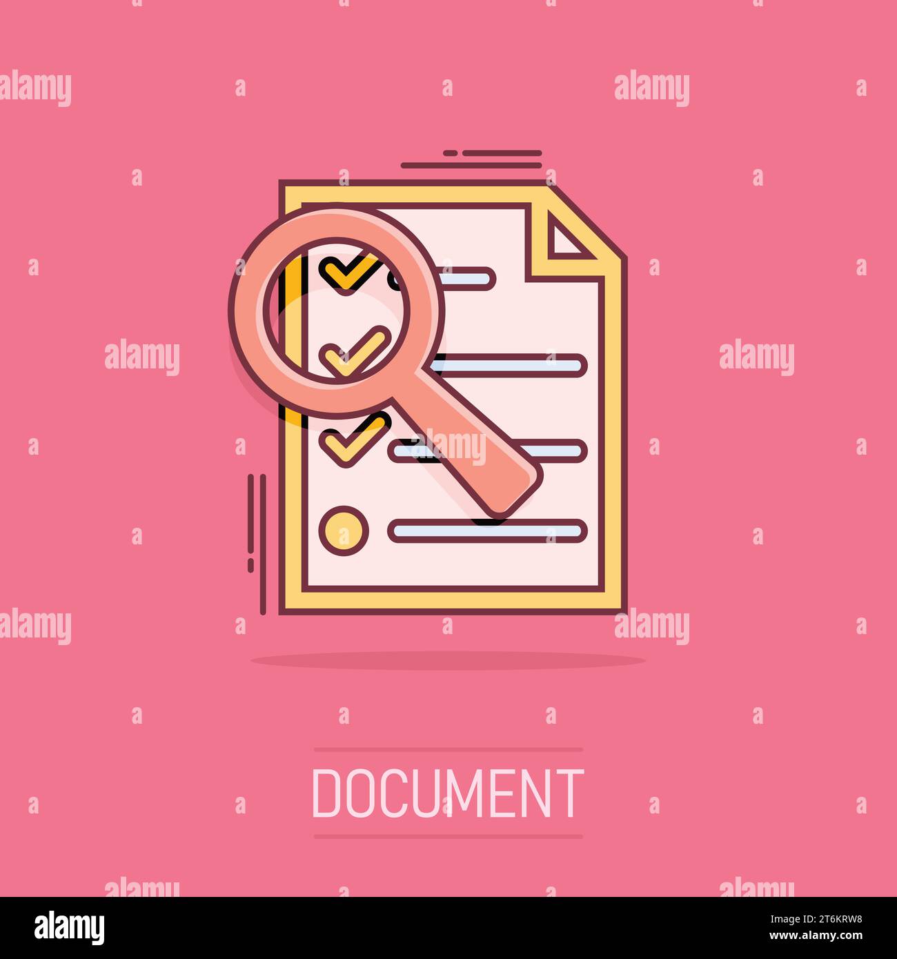 Cartoon document icon in comic style. Document files zoom illustration ...