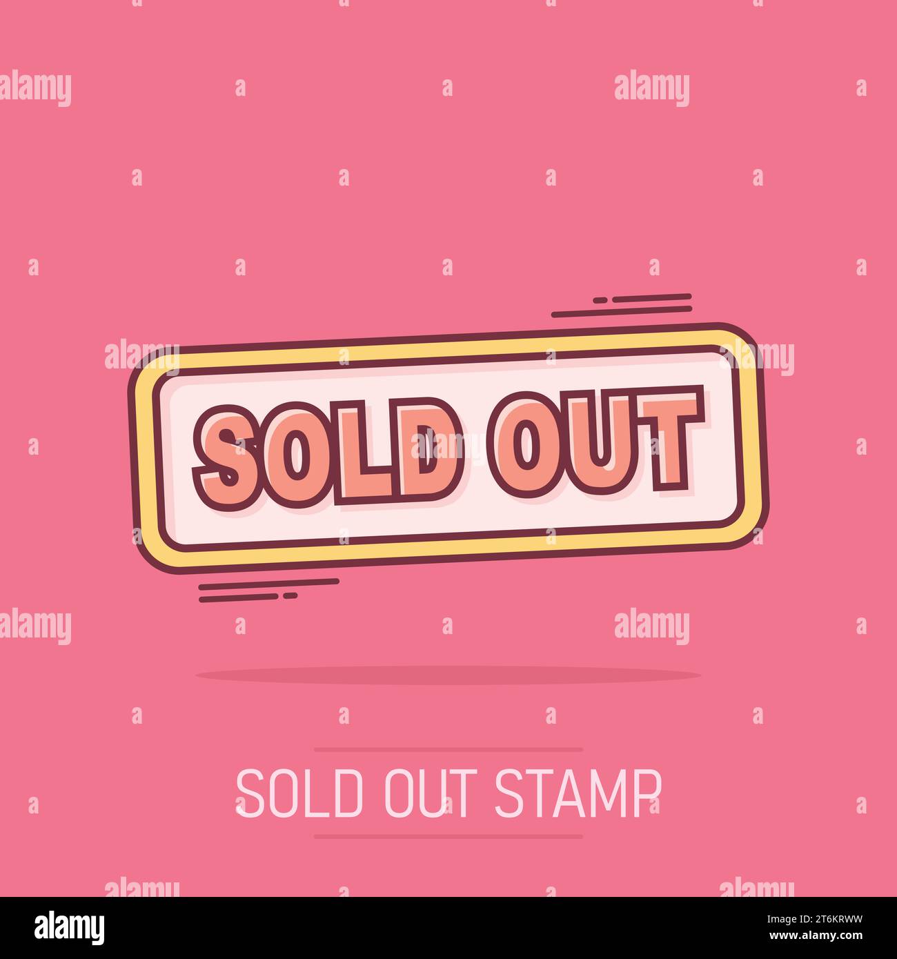 Cartoon sold out stamp icon in comic style. Sell banner illustration ...