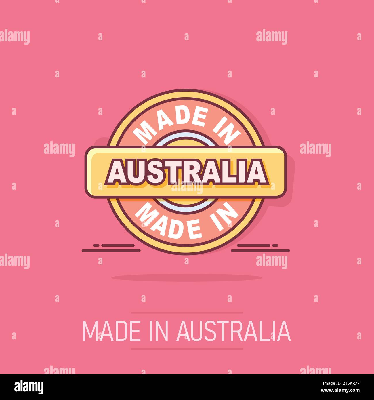 Cartoon made in Australia icon in comic style. Manufactured ...