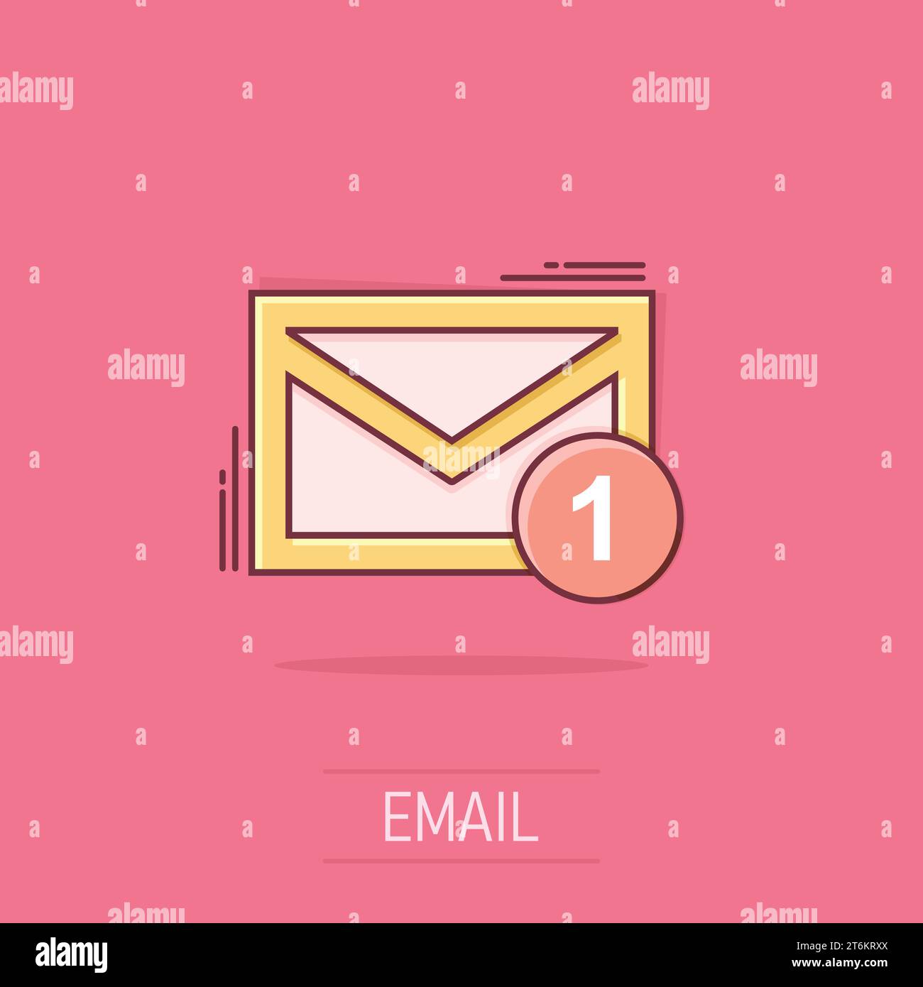 Vector cartoon email envelope message icon in comic style. Mail sign ...
