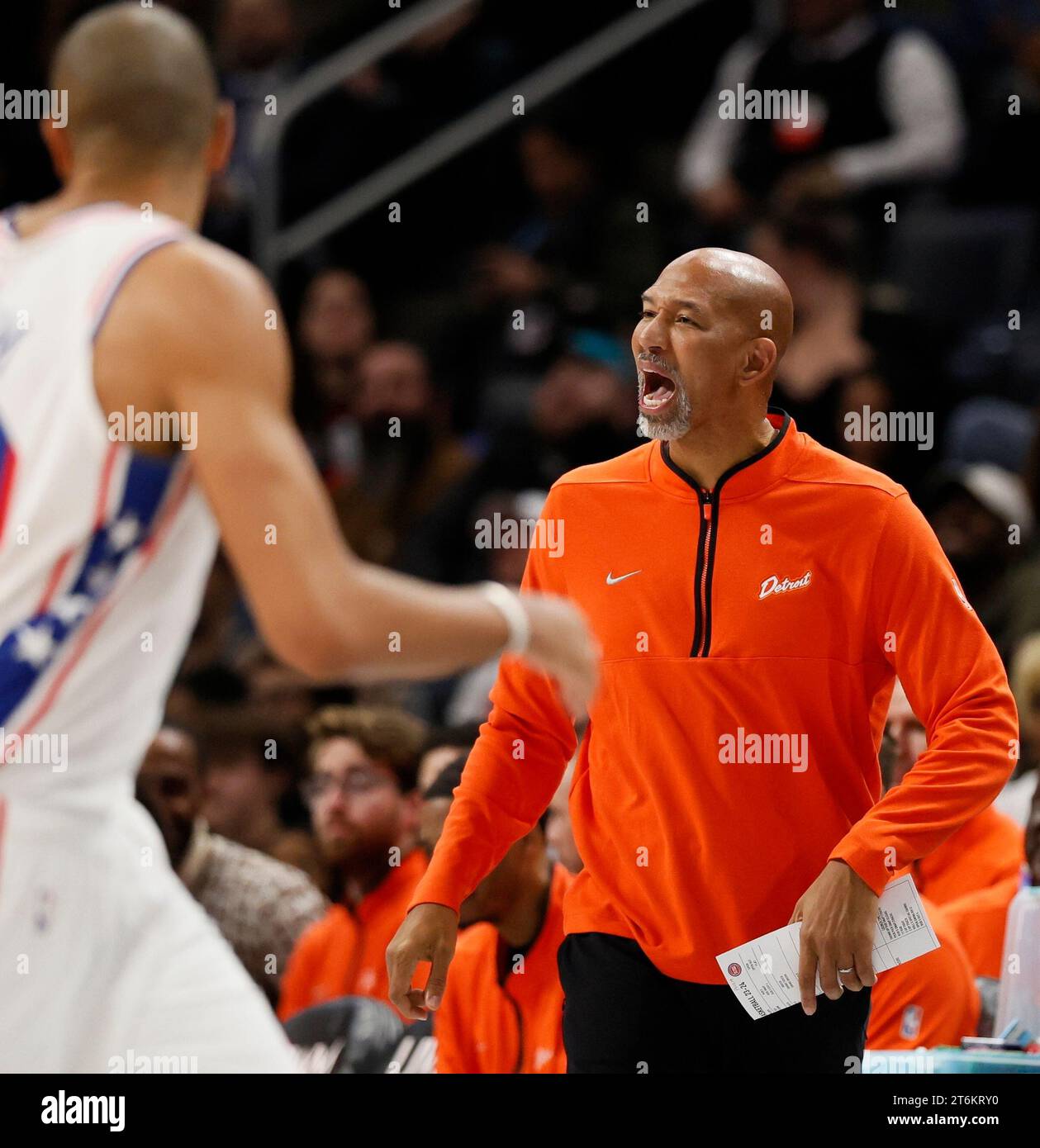 Detroit Pistons head coach Monty Williams shouts instructions during ...