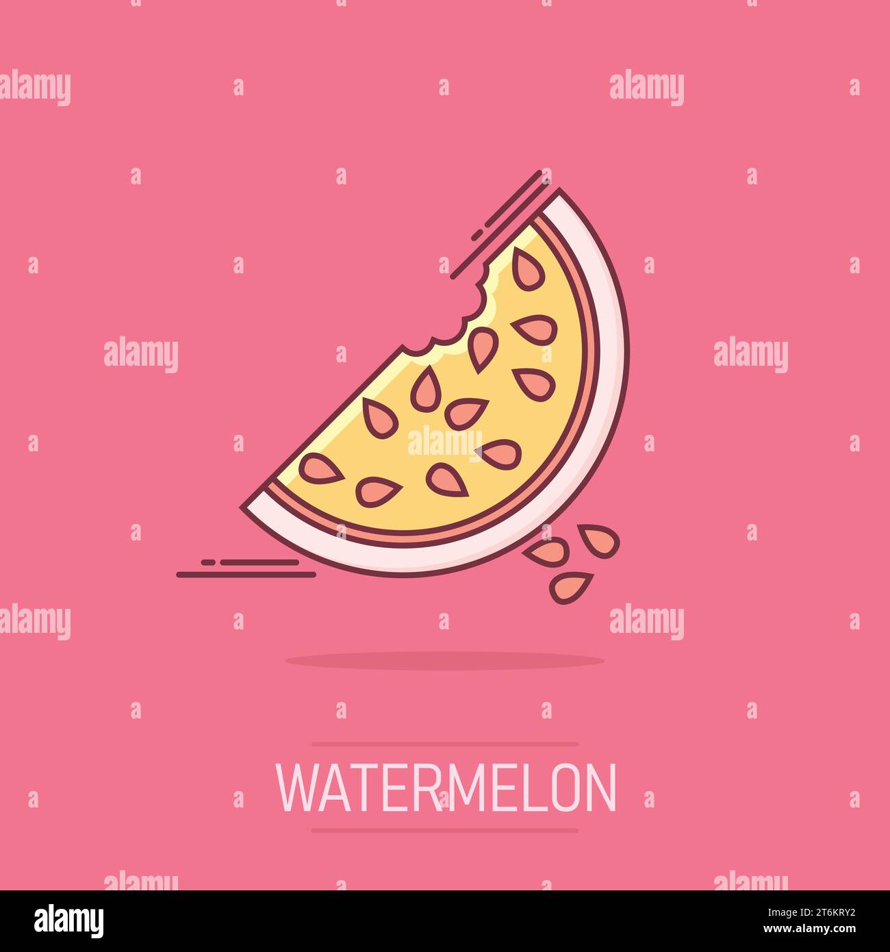Cartoon watermelon icon in comic style. Juicy ripe fruit sign ...