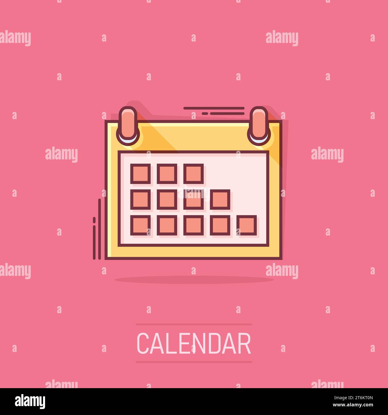 Vector cartoon calendar icon in comic style. Calendar sign illustration ...