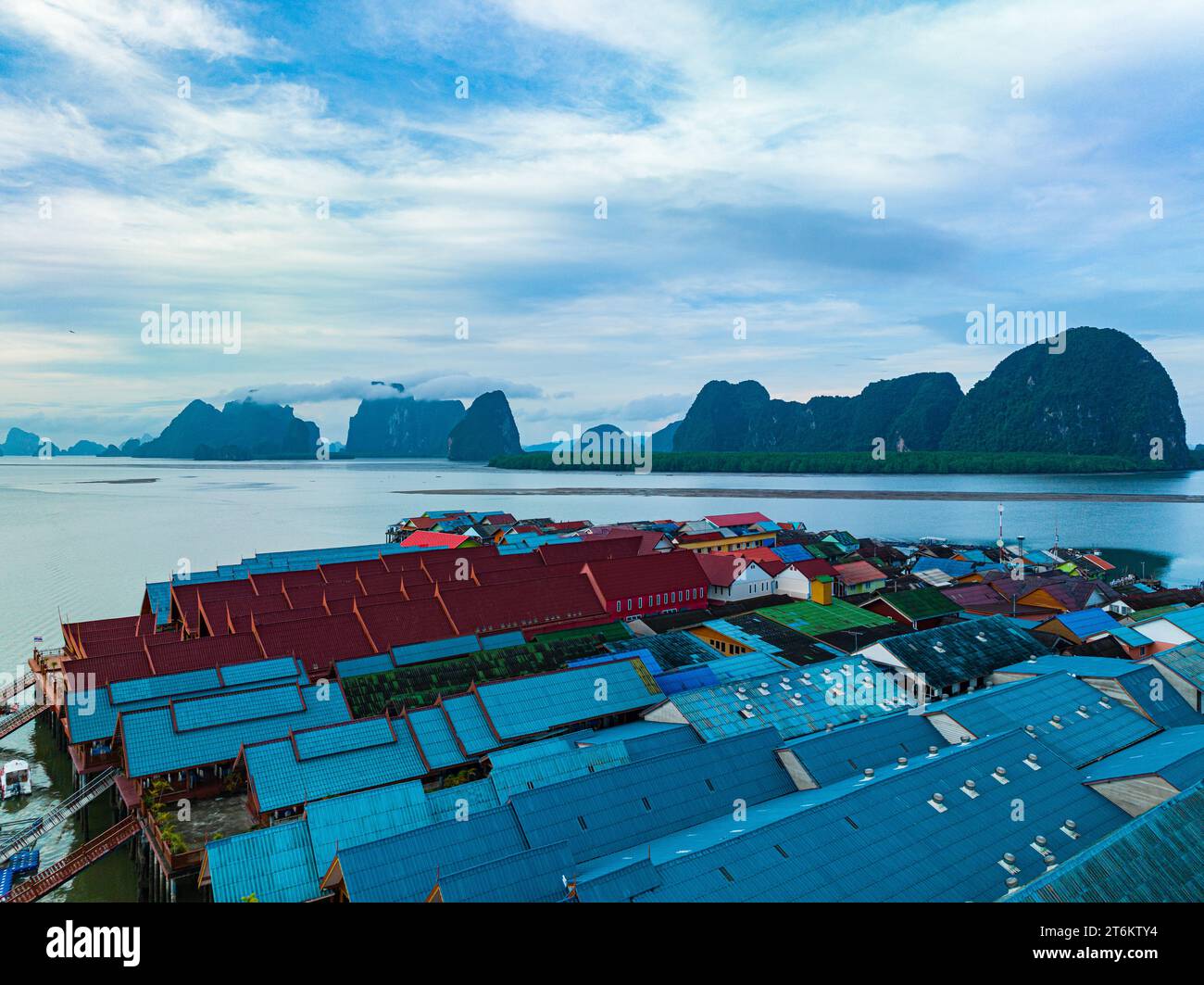 Aerial view of Koh Panyee A remote island village, there are many ...