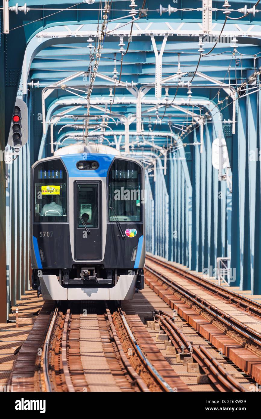Osaka, Japan - September 30, 2023: Local train of private Hanshin ...
