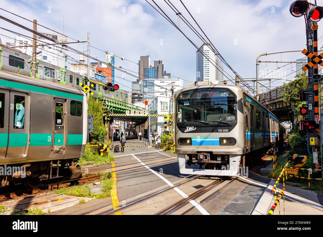 Tokyo, Japan - September 26, 2023: Commuter trains of Japan Rail JR ...