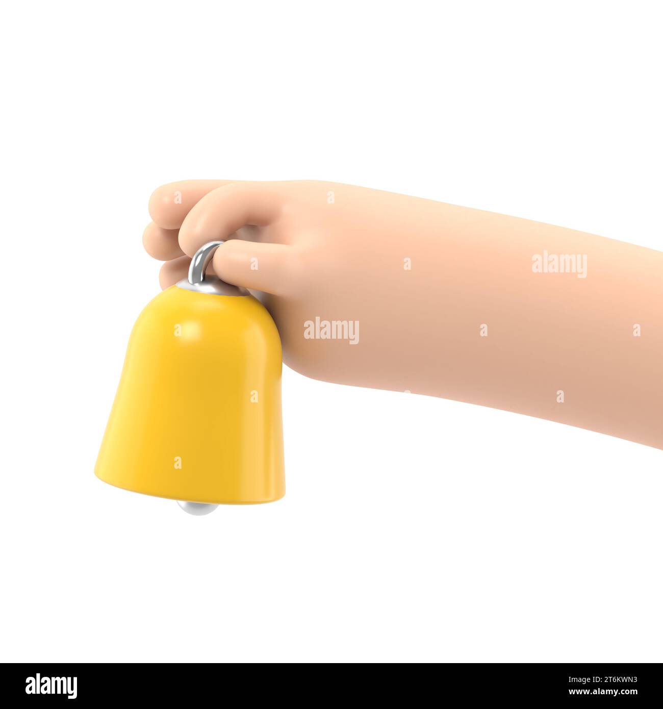 Cartoon Gesture Icon Mockup.Cartoon hand holding bell.3D rendering on ...