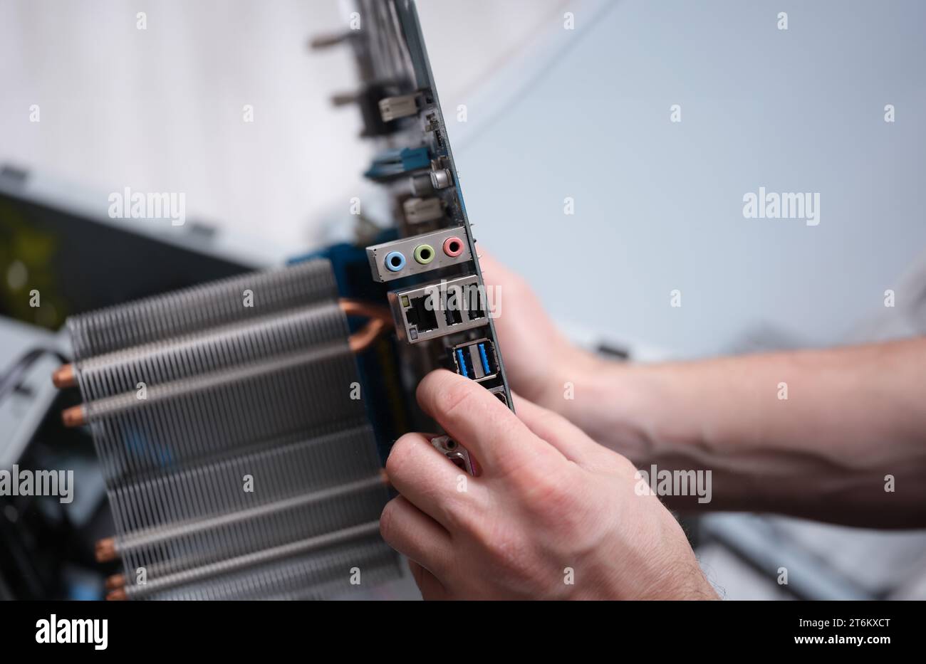 Repair assembly of microcomputers and motherboard closeup Stock Photo ...