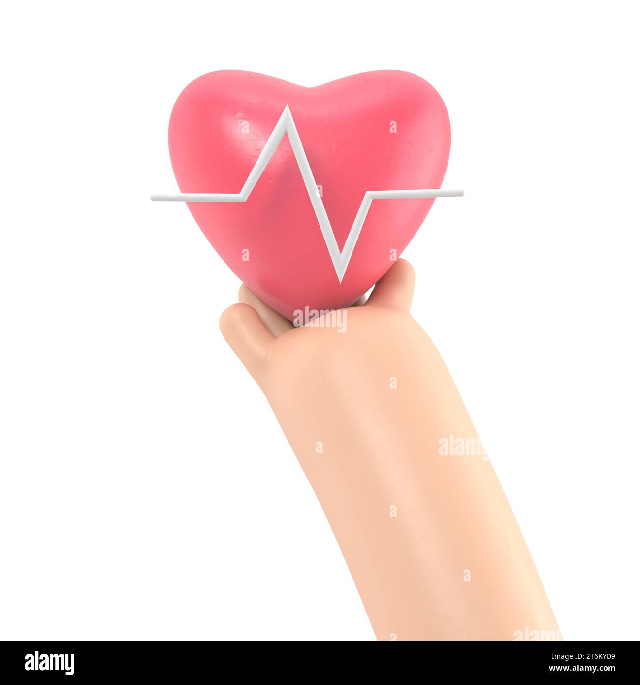 3d render. Medical heart rate icon. Doctor or cardiologist cartoon hand ...