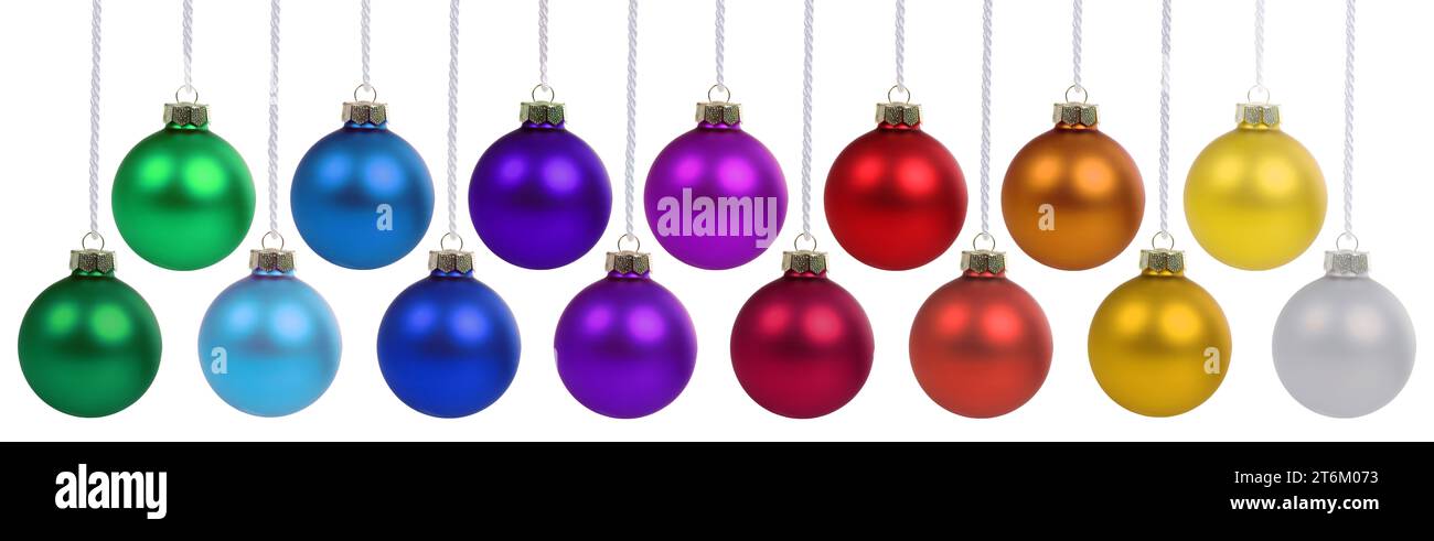 Christmas balls collection many baubles banner colorful colors ...