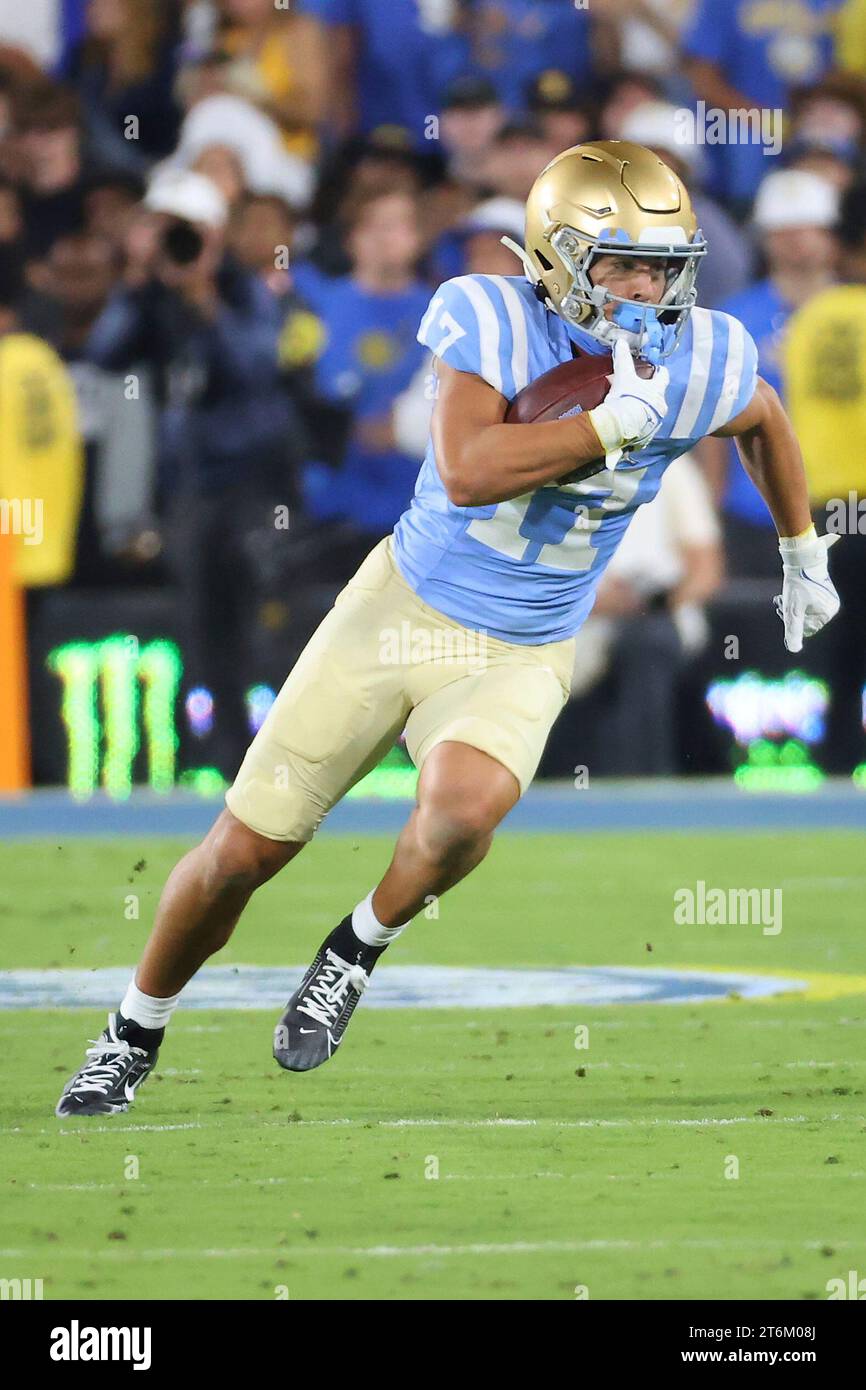 UCLA Bruins wide receiver Logan Loya (17) runs upfield with a reception ...