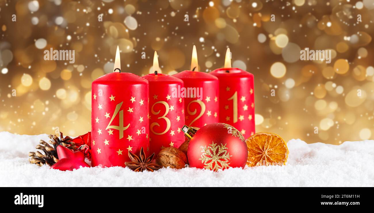 Fourth 4th Sunday in advent with candle Christmas time decoration deco ...