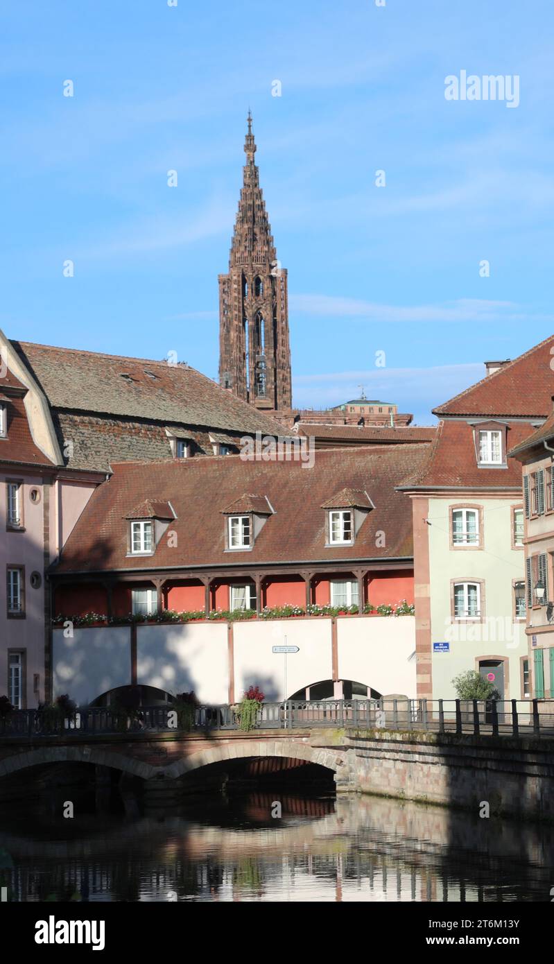Ancient Strasbourg cathedral with the characteristic of having only one ...
