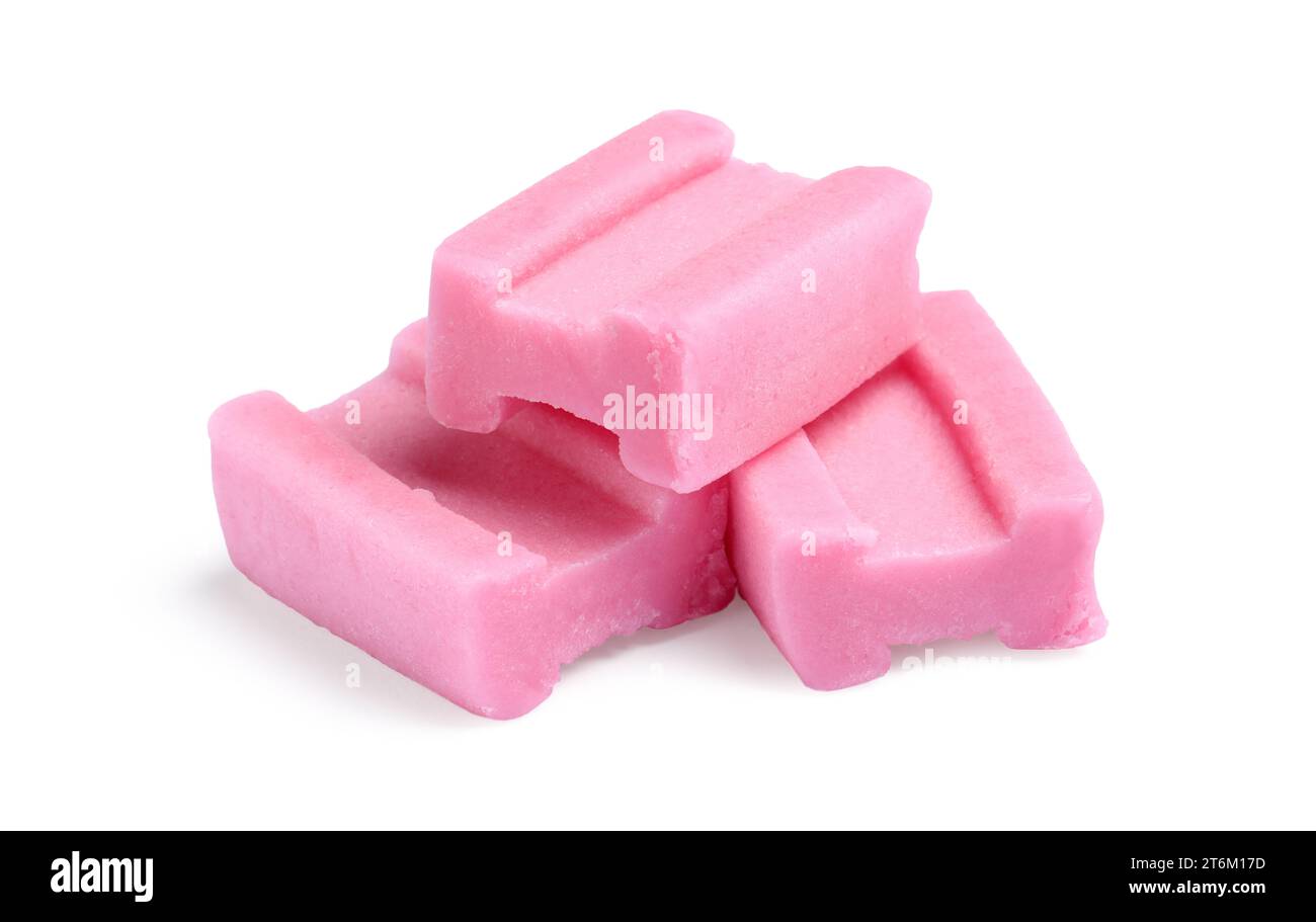 Tasty pink bubble gums isolated on white Stock Photo - Alamy