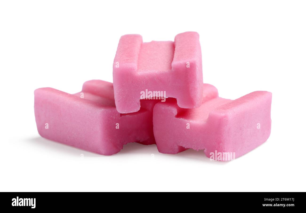 Tasty pink bubble gums isolated on white Stock Photo - Alamy