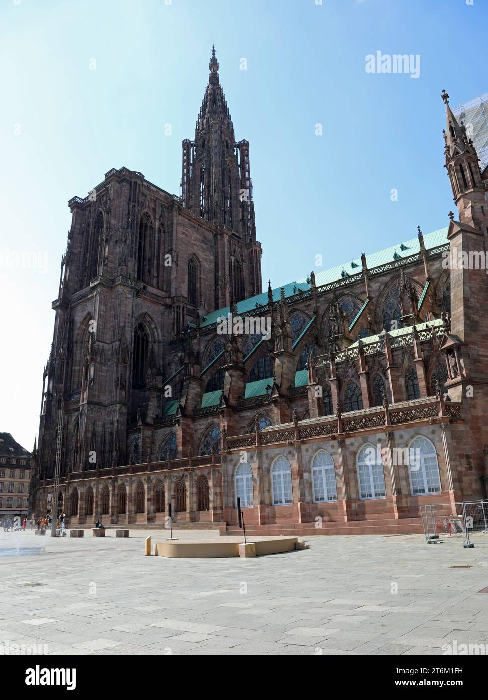 Ancient Strasbourg Cathedral with architectural flying buttresses on ...