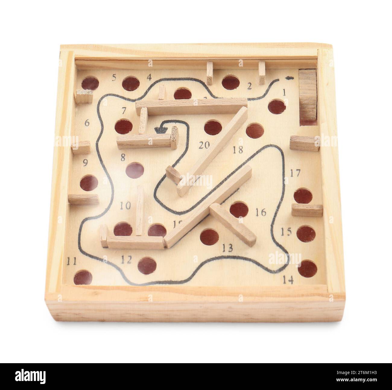Wooden labyrinth isolated on white. Children's toy Stock Photo - Alamy
