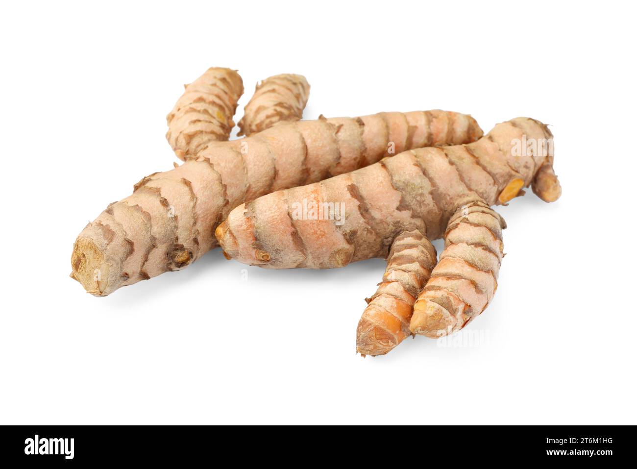 Fresh whole turmeric roots isolated on white Stock Photo - Alamy