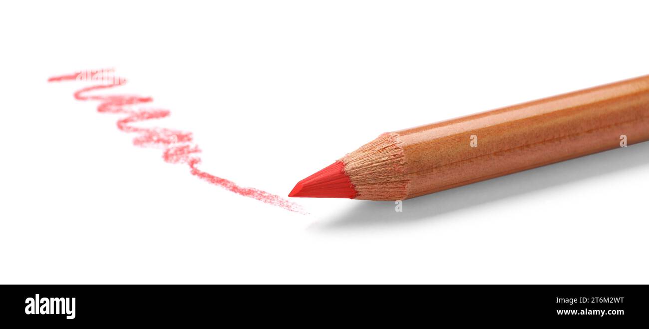 Pink pastel pencil and scribble isolated on white. Drawing supply Stock ...