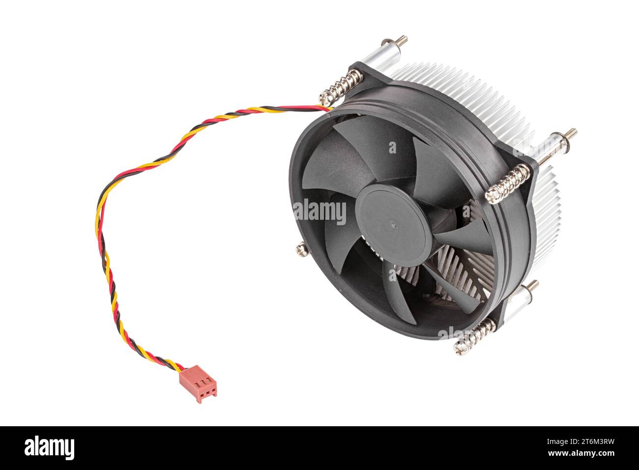 CPU Air cooler isolated on white background. Old aluminium pc processor ...