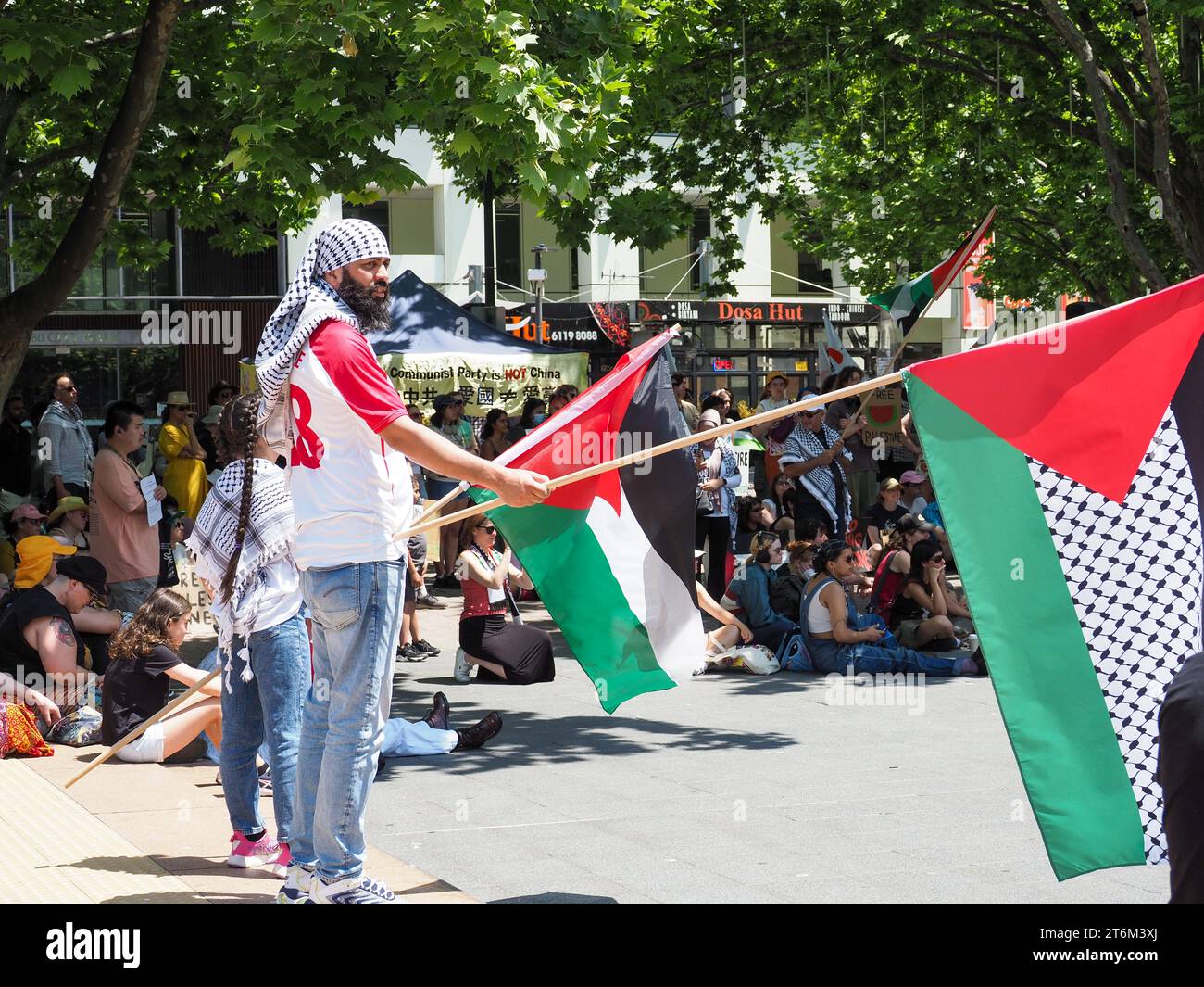 Canberra, Australia, 11th November 2023. Hundreds of protesters rally ...