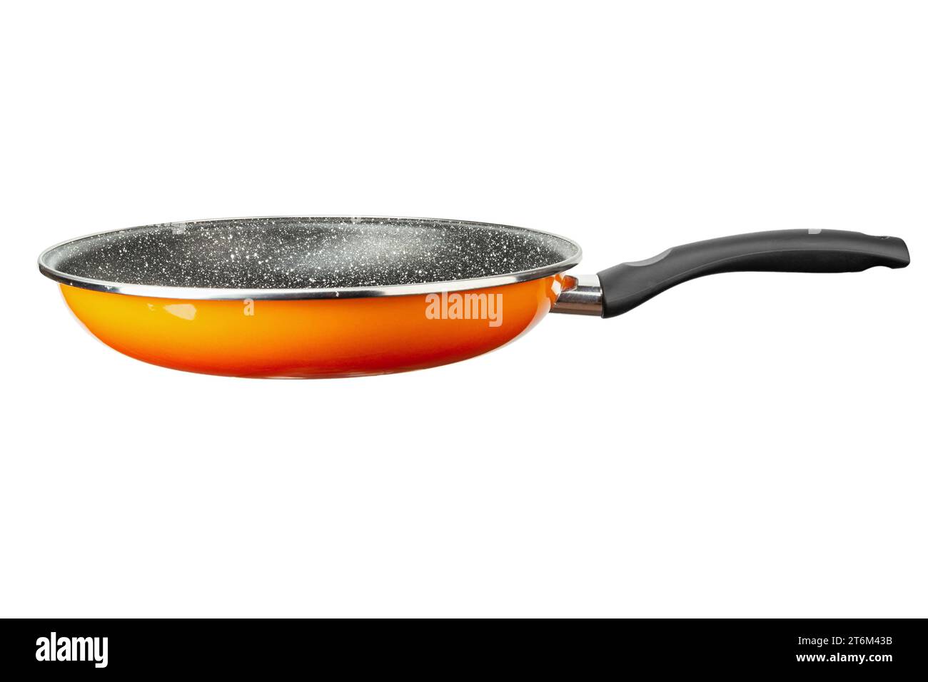 Modern empty cast frying pan with ceramic non-stick coating isolated on ...