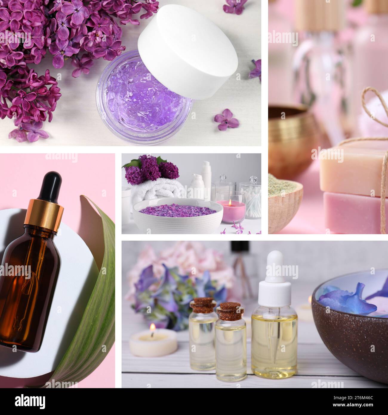 Spa treatment. Different skin care products, collage of photos Stock ...