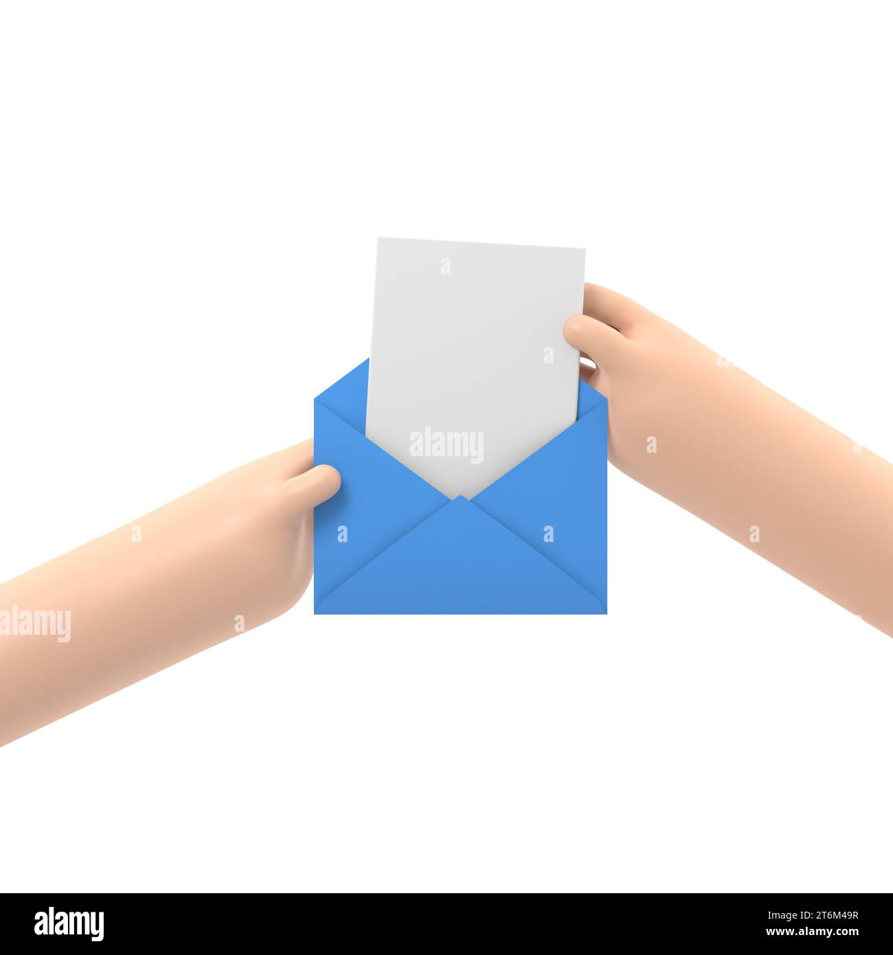 Cartoon Gesture Icon Mockup.hand pulls from envelope a sheet of empty ...