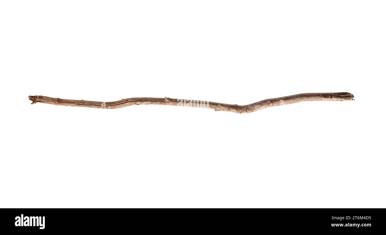 One old wooden stick isolated on white Stock Photo - Alamy