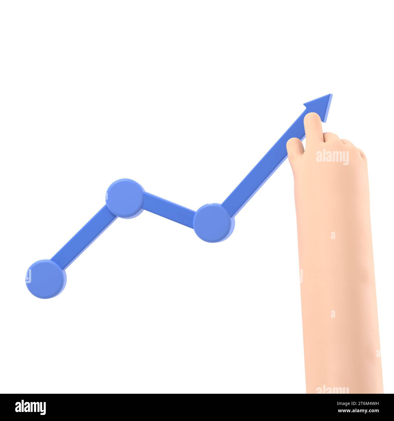 Increase sales. Diagram up. Businessman raises hand financial chart. 3d ...
