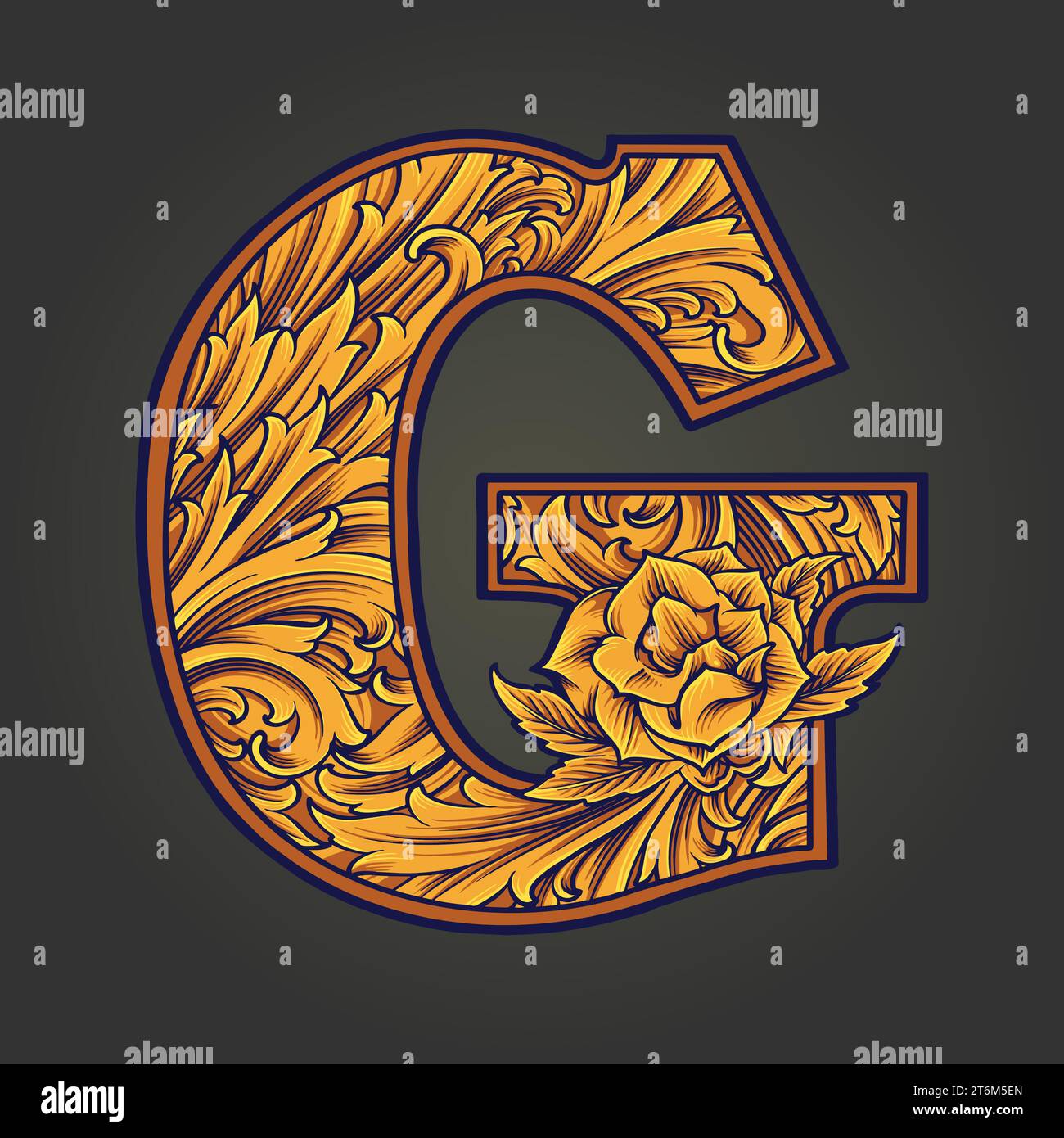 Gilded elegance classic letter G monogram logo vector illustrations for ...