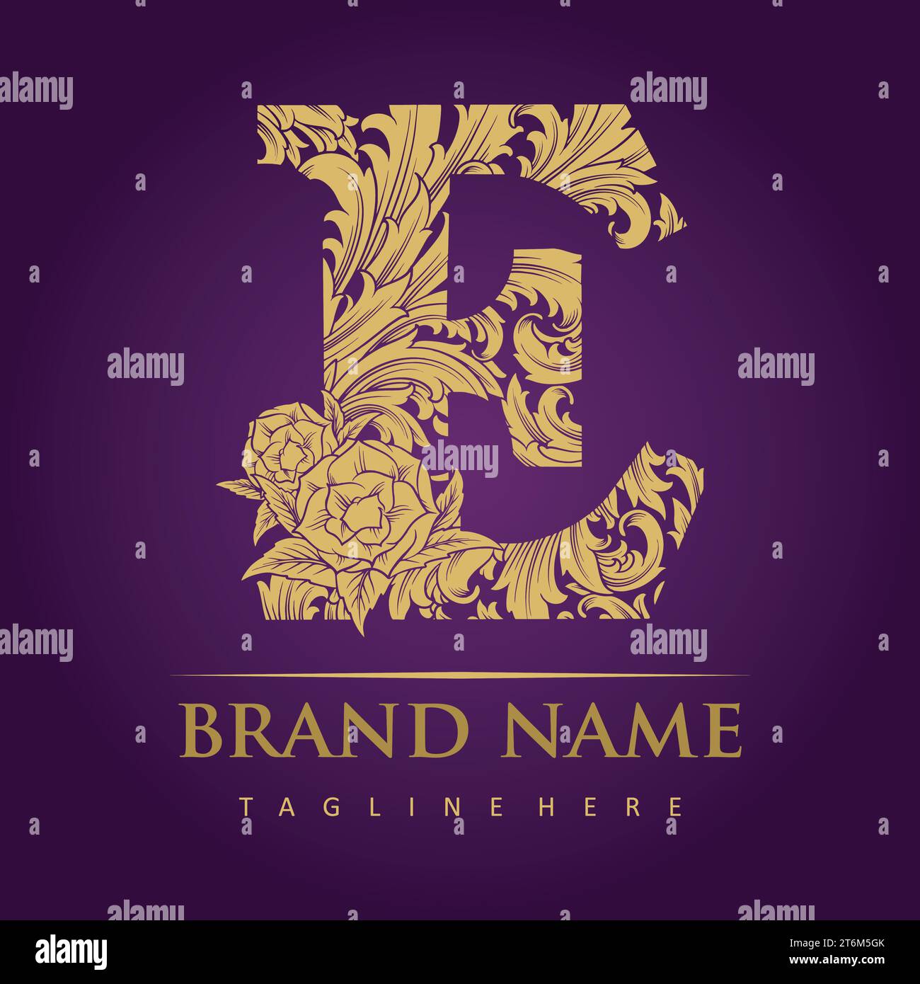 Luxury flourish letter E monogram logo vintage touch vector ...